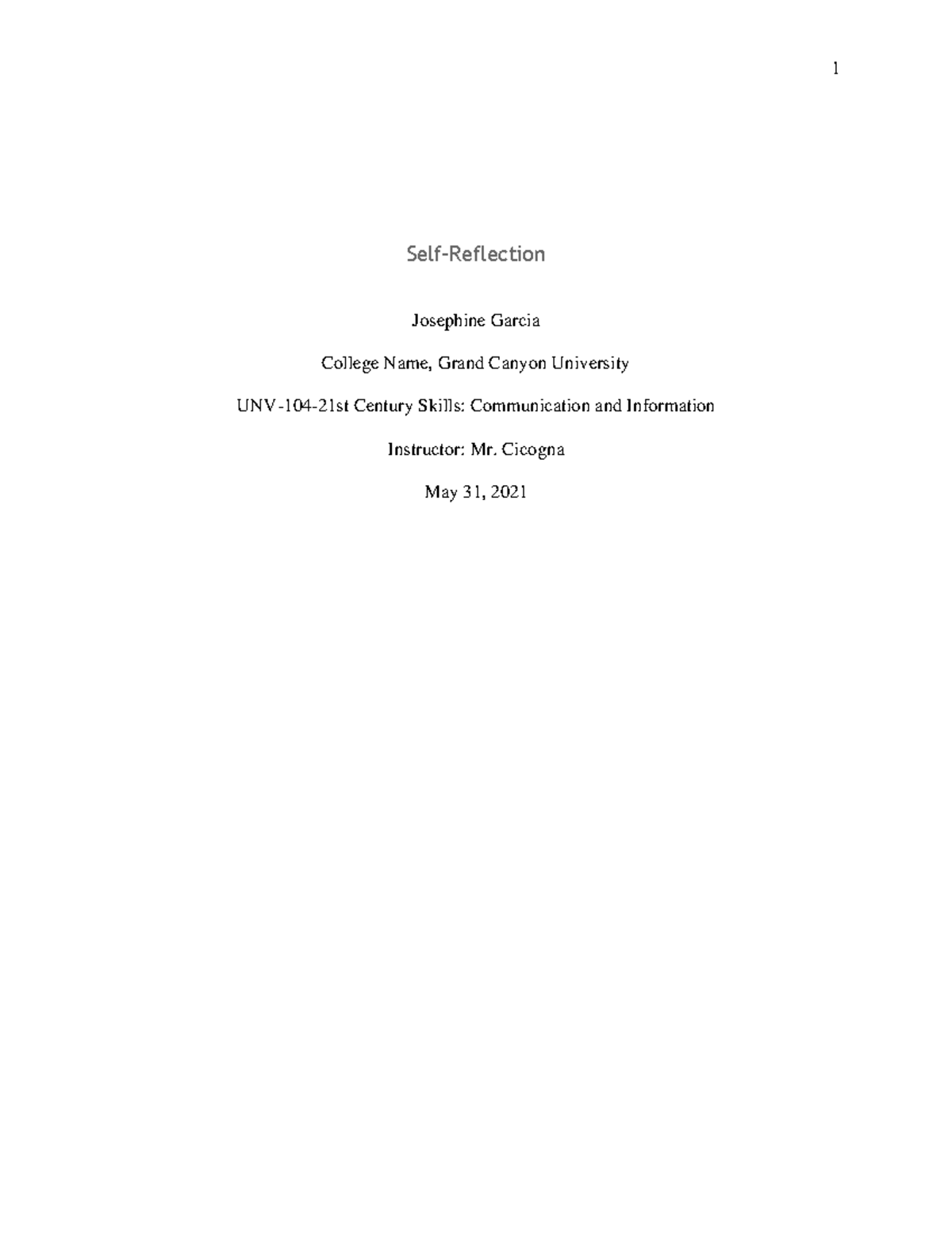 UNV-104 Self-Reflection Final Essay: Insights and Growth in Writing ...