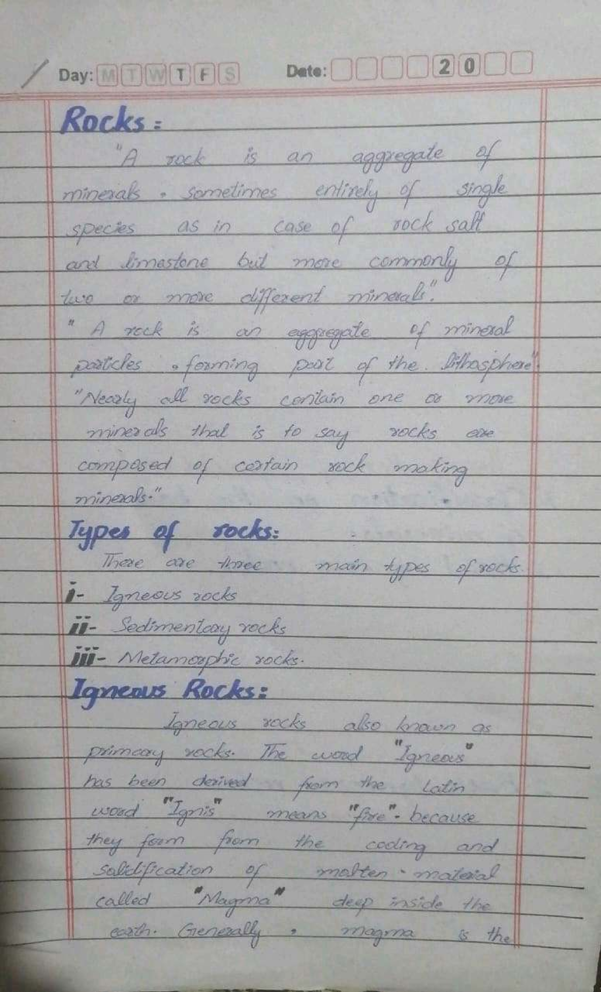Rocks and Their Classification: A Case Study (Course Code: A2) - Studocu