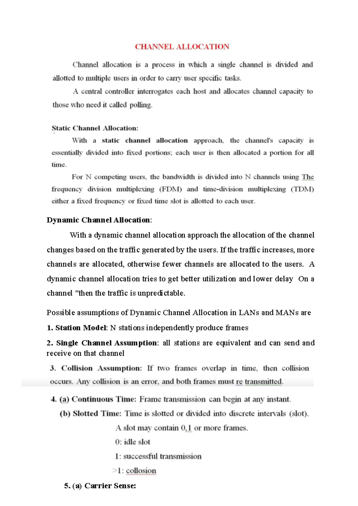 Channel Allocation in Computer Networks: Dynamic Approaches and ...
