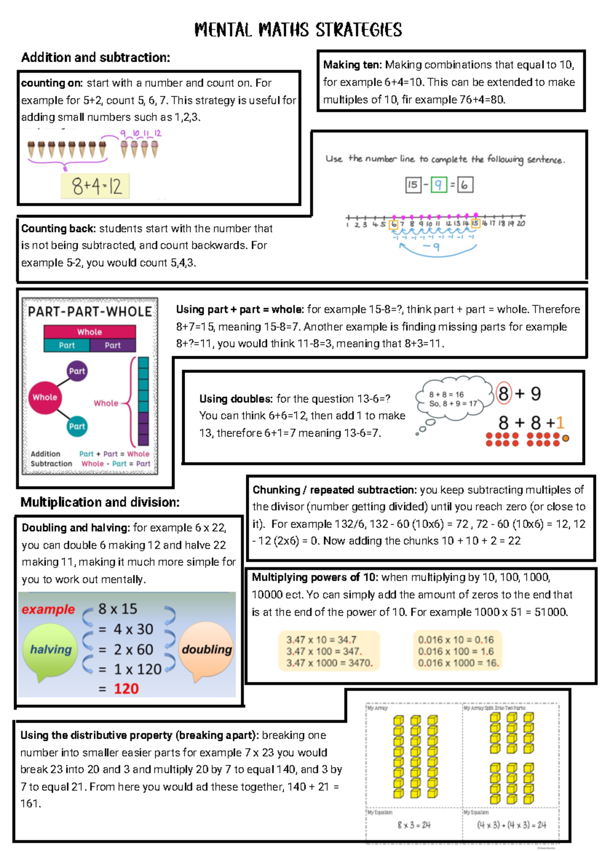 Mental maths stratergies - Mental maths strategies Making ten: Making ...