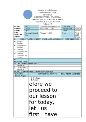 Grade 7 MATH (SETS) Lesson Plan - DETAILED LESSON PLAN IN JUNIOR HIGH SCHOOL LEVEL MATHEMATICS ...