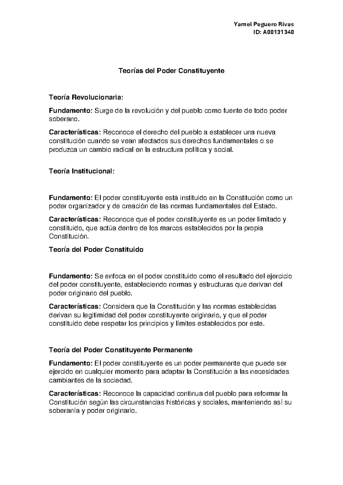 Teorías del Poder Constituyente: Análisis y Fundamentos de A - Studocu