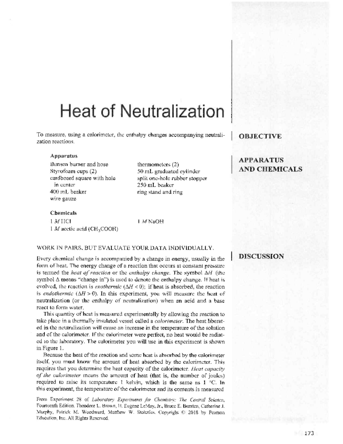Heat of Neutralization Experiment: Measuring Enthalpy Changes in ...