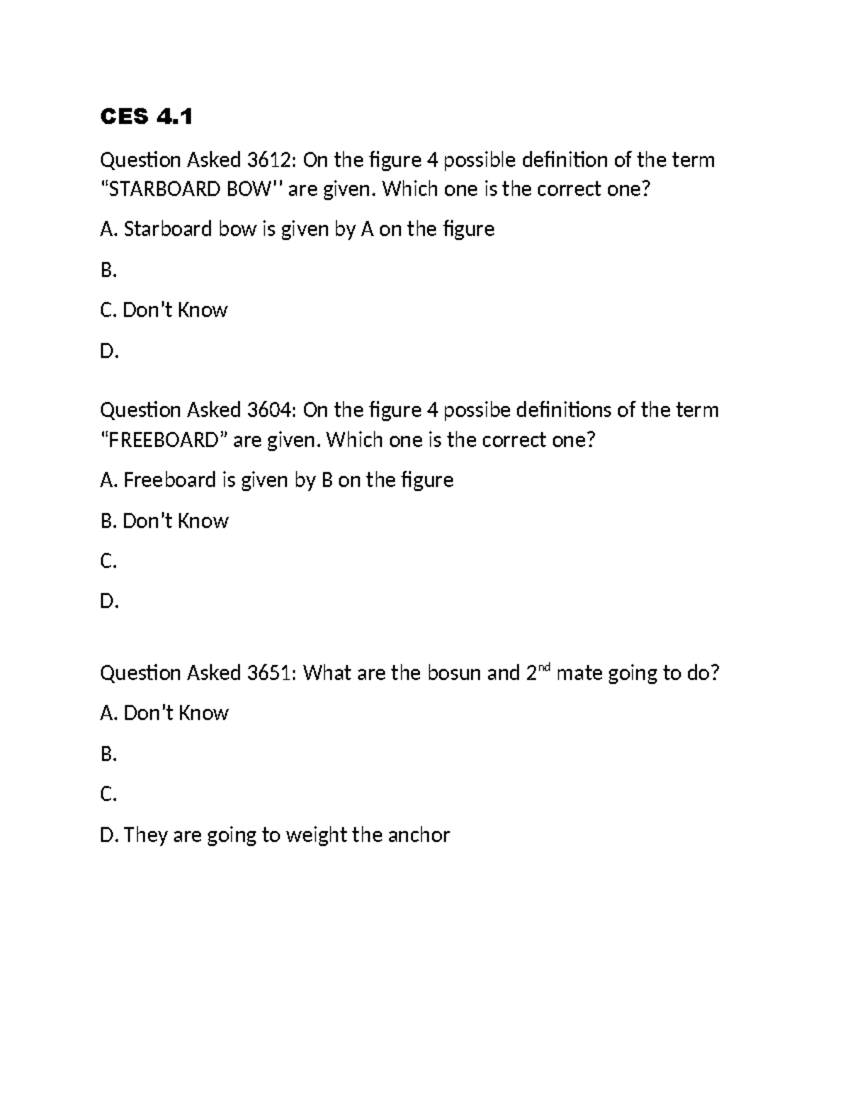 CES 4 - Definitions and Questions on Nautical Terms and Roles - Studocu