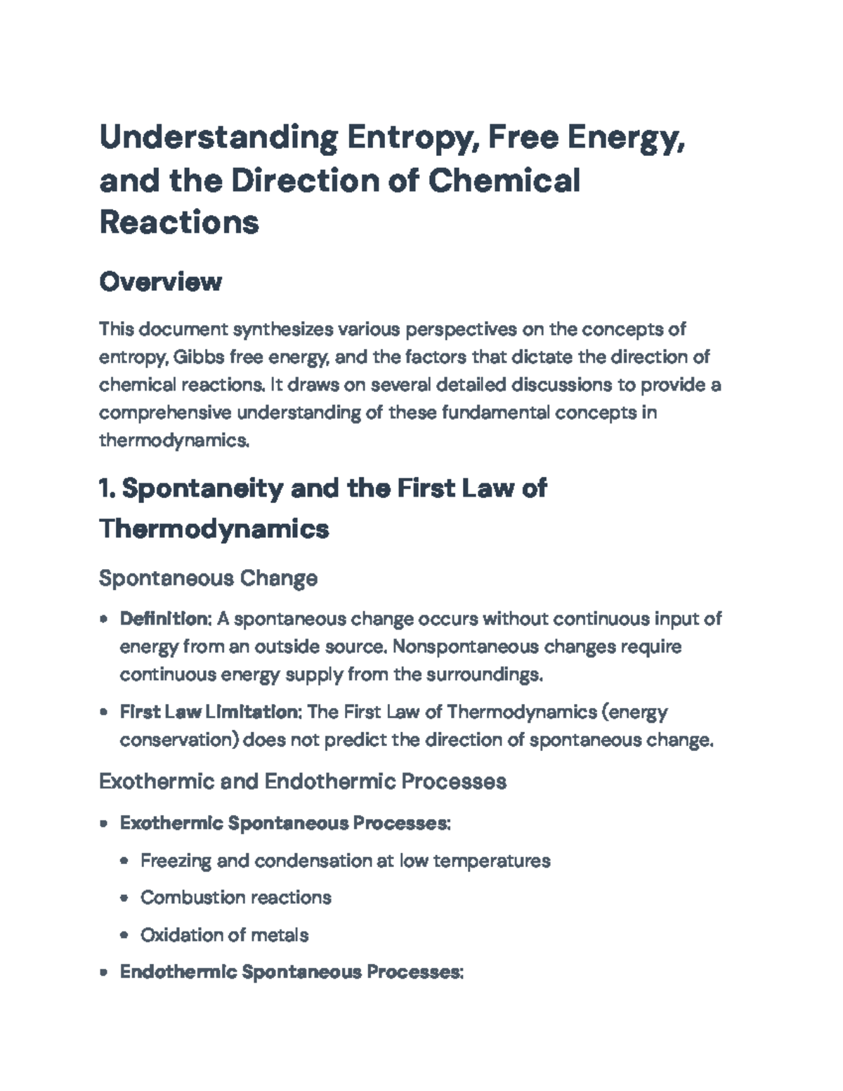 Understanding Entropy, Gibbs Free Energy, and Chemical Reaction ...