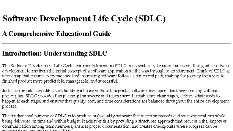Comprehensive Guide to Software Development Life Cycle (SDLC) - Studocu