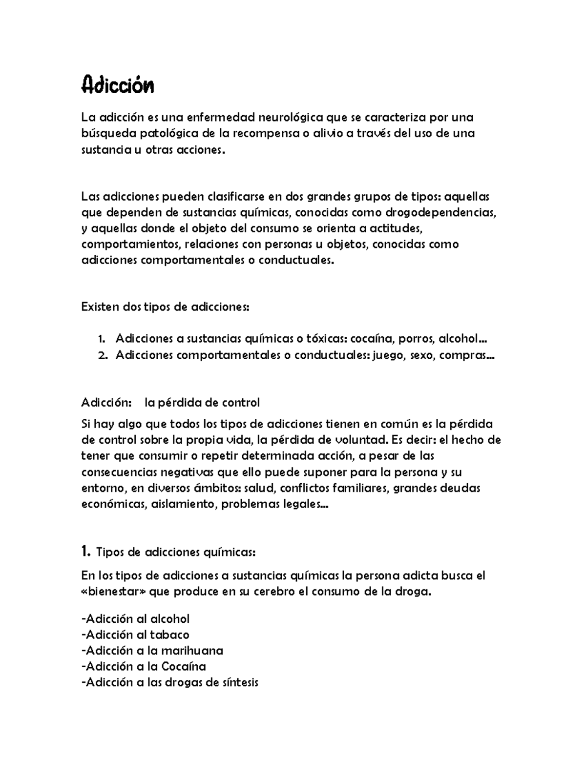 Adicciones y Vicios: Comprendiendo la Búsqueda de Recompensas - Studocu