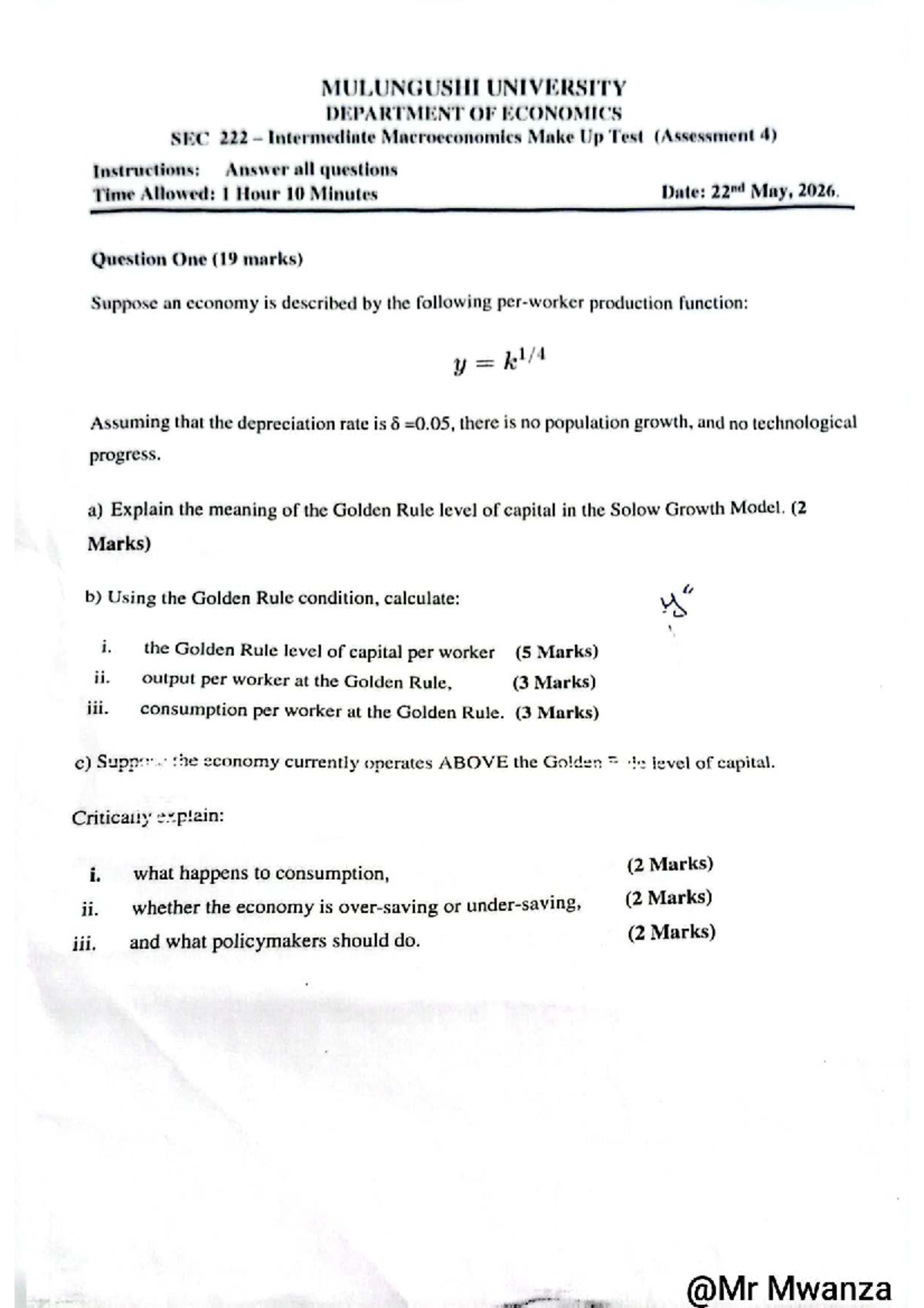 SEC222 Intermediate Macroeconomics Make-Up Test - 22nd May 2026 - Studocu