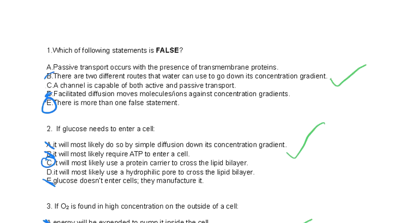 Chapter 5 & 7 Practice Questions for Biology 101 - Studocu