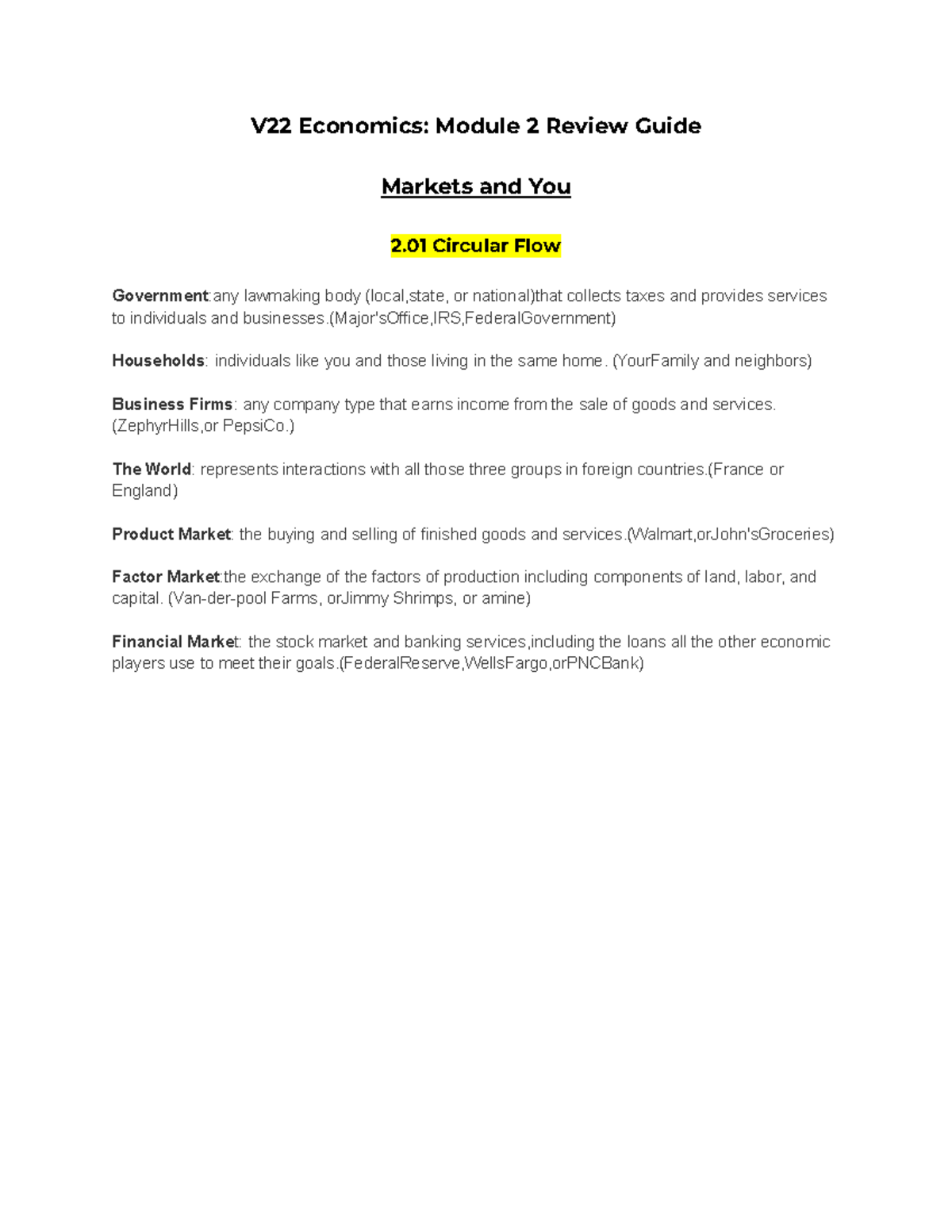 V22 Economics Module 2 Comprehensive Review Guide - Studocu