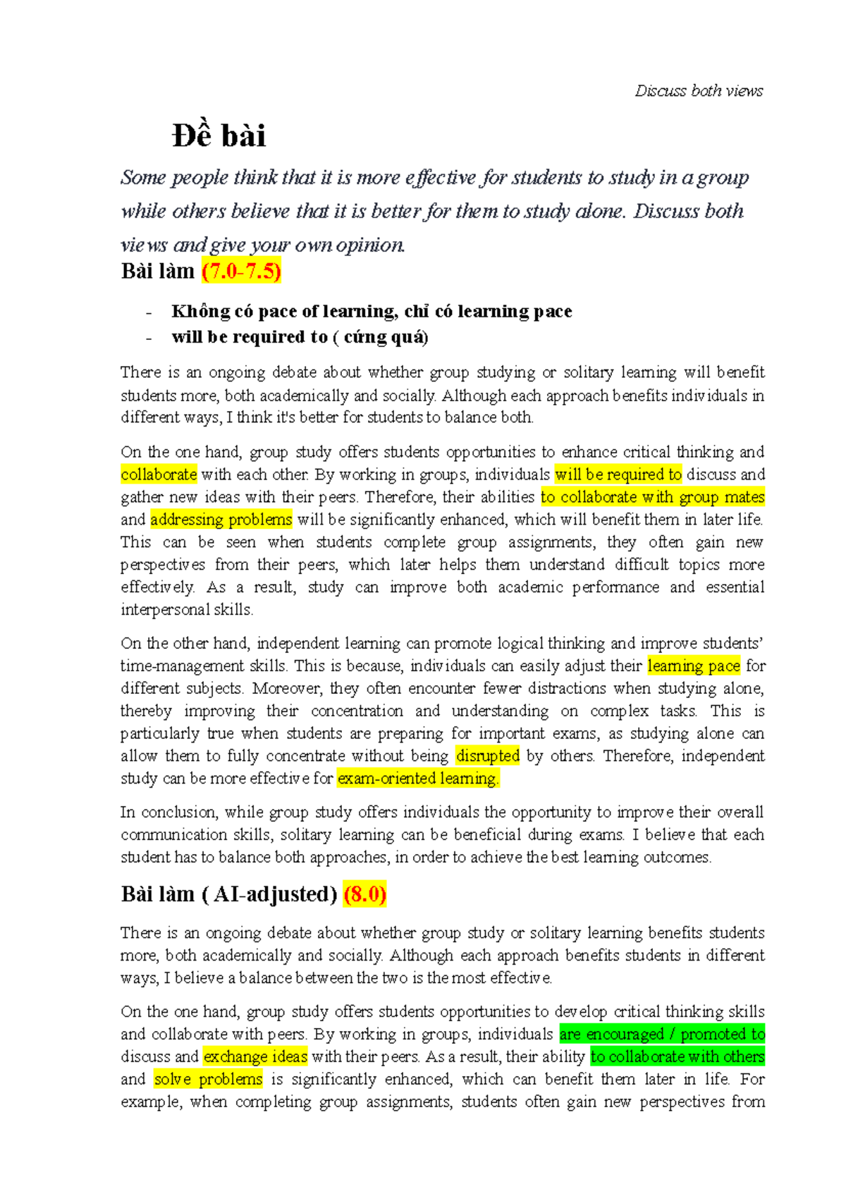 Group VS Solitary Studying: A Balanced Approach to Learning - Studocu