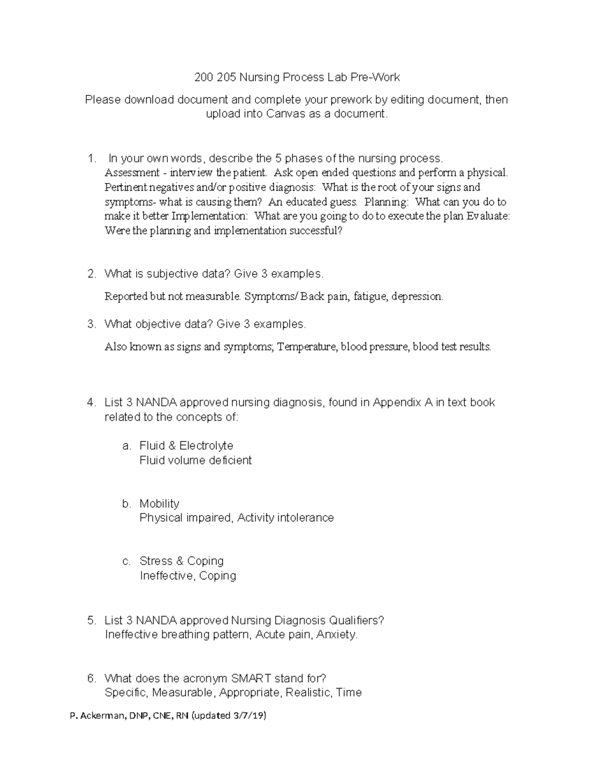 200 205 Nursing Process Lab Pre Work (11) - 200 205 Nursing Process Lab ...