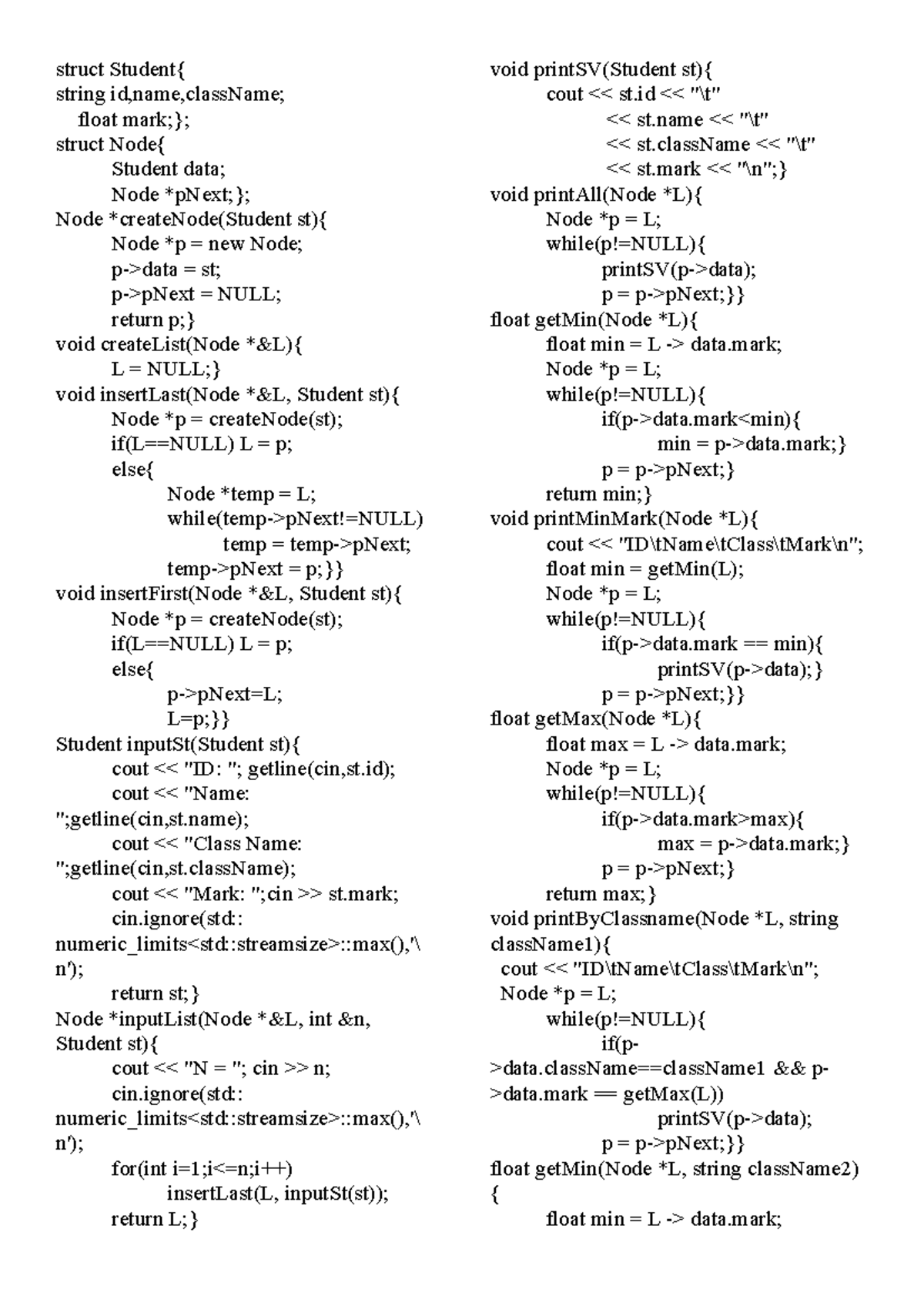 Ltnc - C++ Linked List Operations and String Manipulations - Studocu
