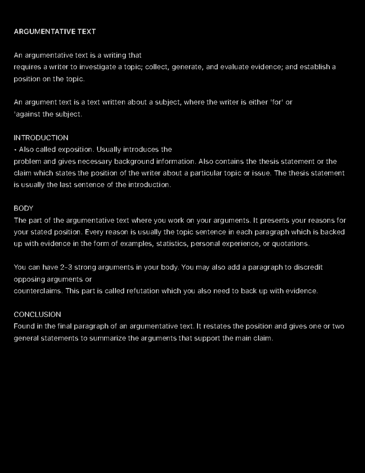 Argumentative TEXT - ARGUMENTATIVE TEXT An argumentative text is a ...