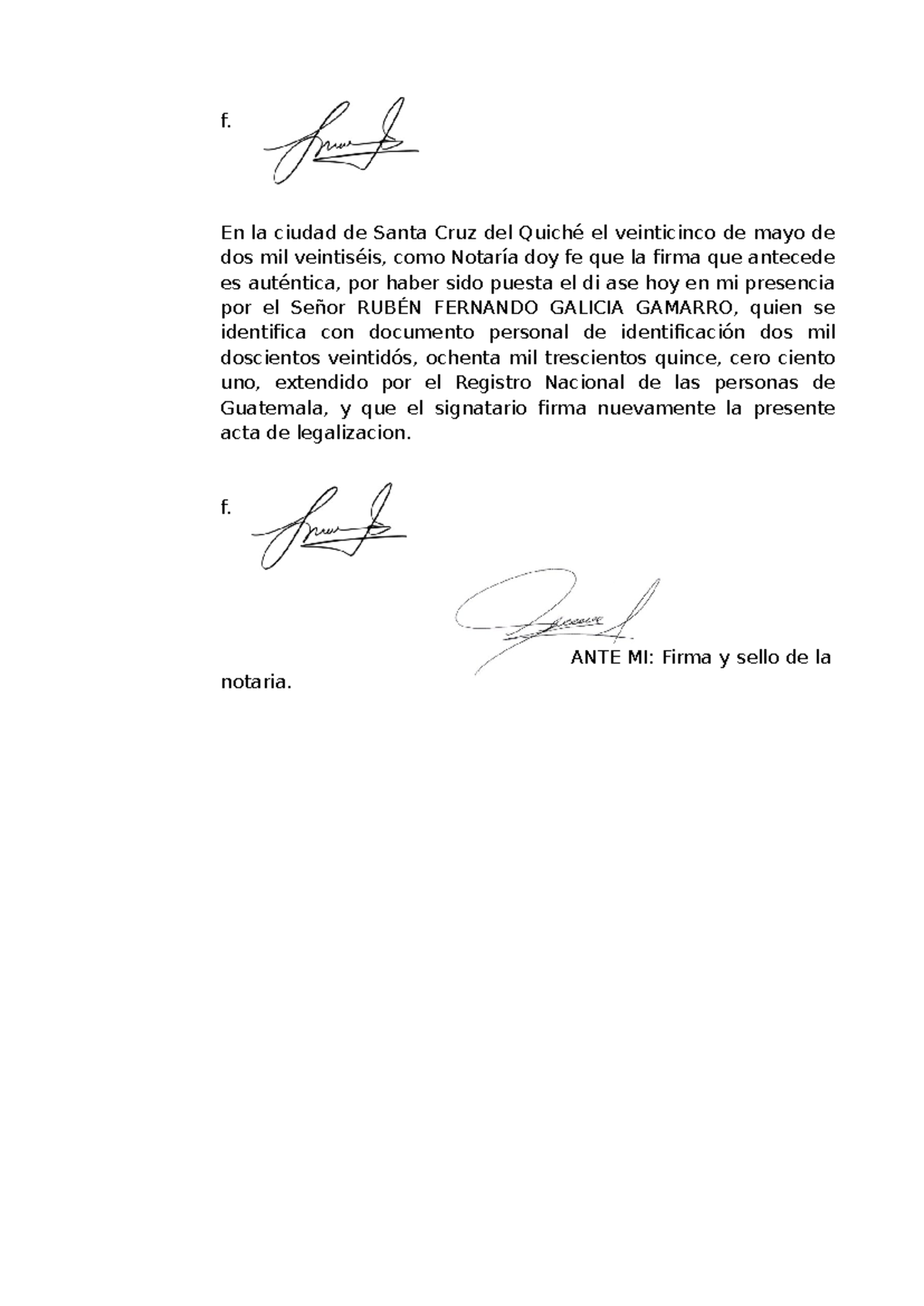 Actas de Legalización de Firmas - Santa Cruz del Quiché - Studocu