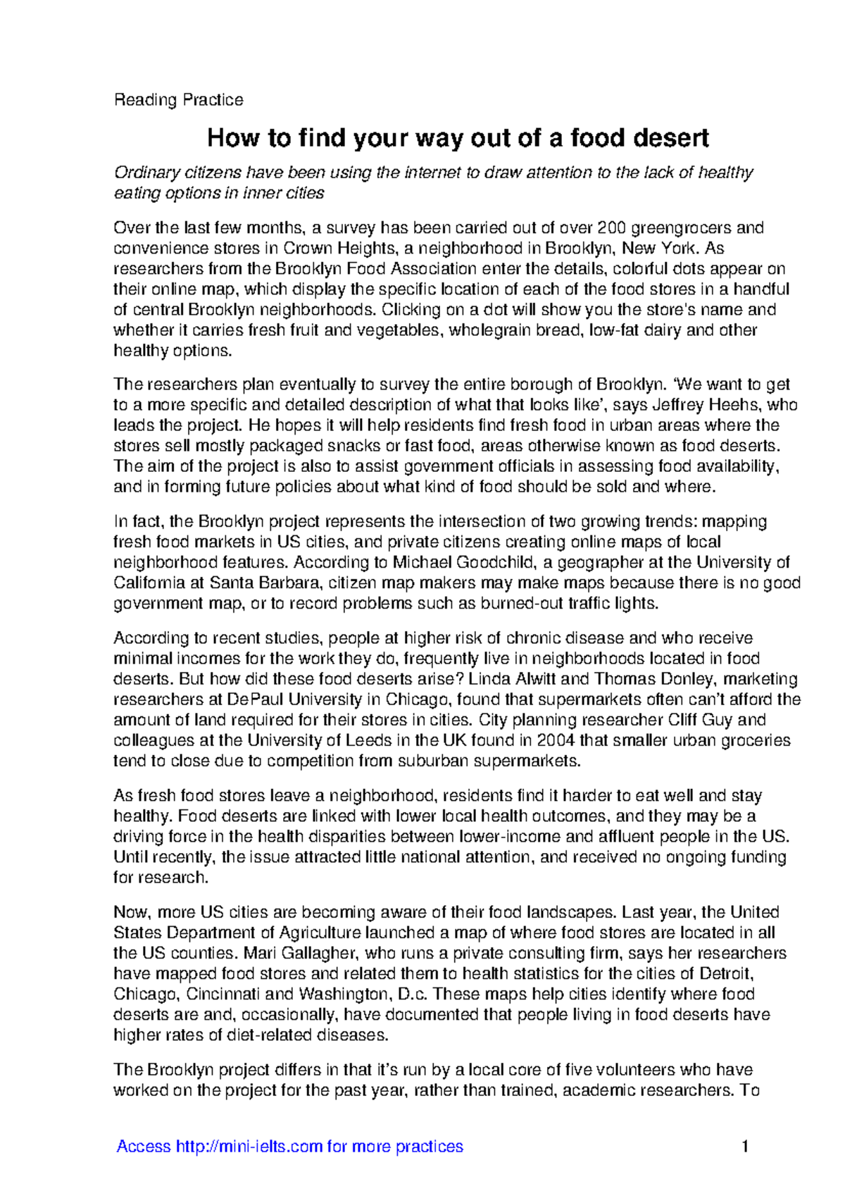 Brooklyn Food Mapping Project: Addressing Urban Food Deserts - Studocu