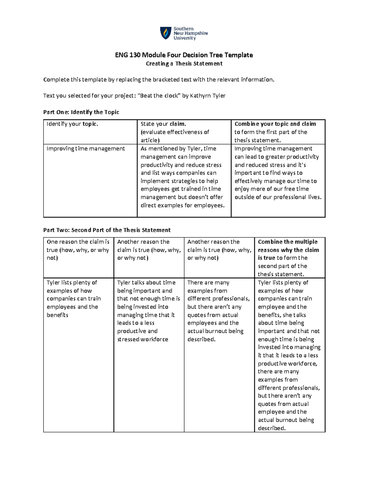 ENG 130 Module Four Thesis Statement Decision Tree Template - Studocu
