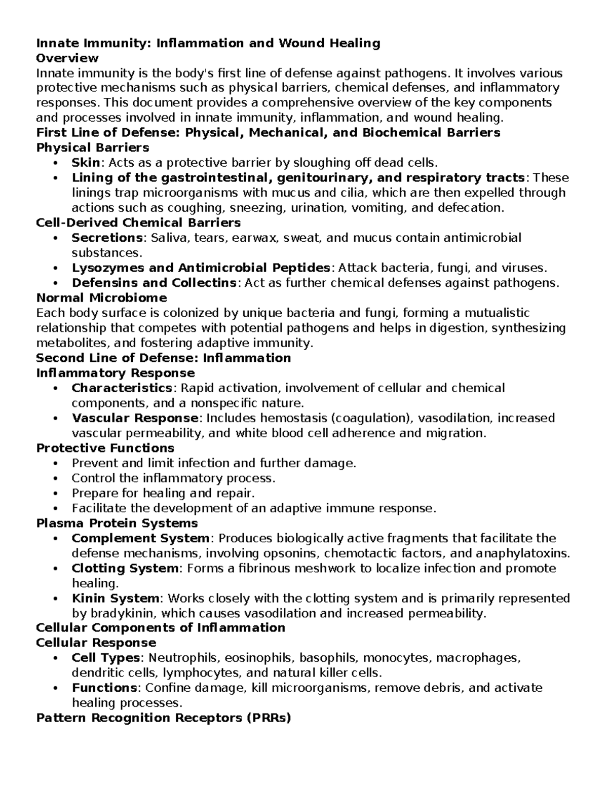 Innate Immunity, Inflammation, and Wound Healing Overview - Innate ...