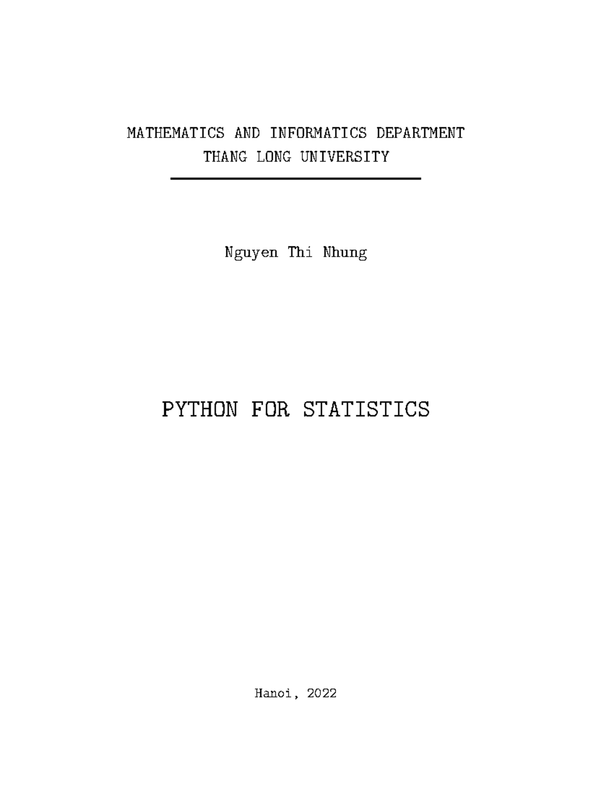 Chapter 4 Python Descriptive Statistics - MATHEMATICS AND INFORMATICS DEPARTMENT THANG LONG ...