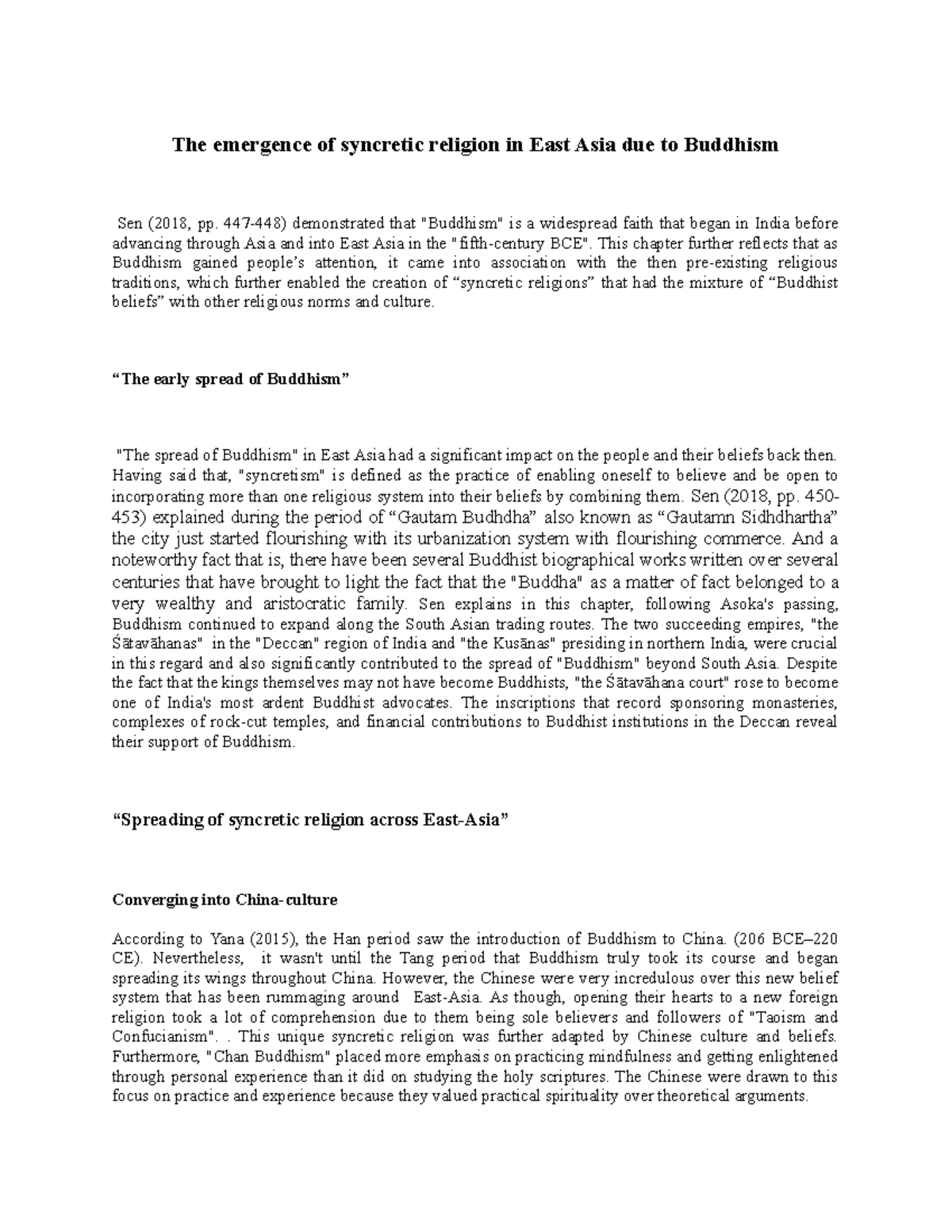 Worksheet 4 - The emergence of syncretic religion in East Asia due to ...