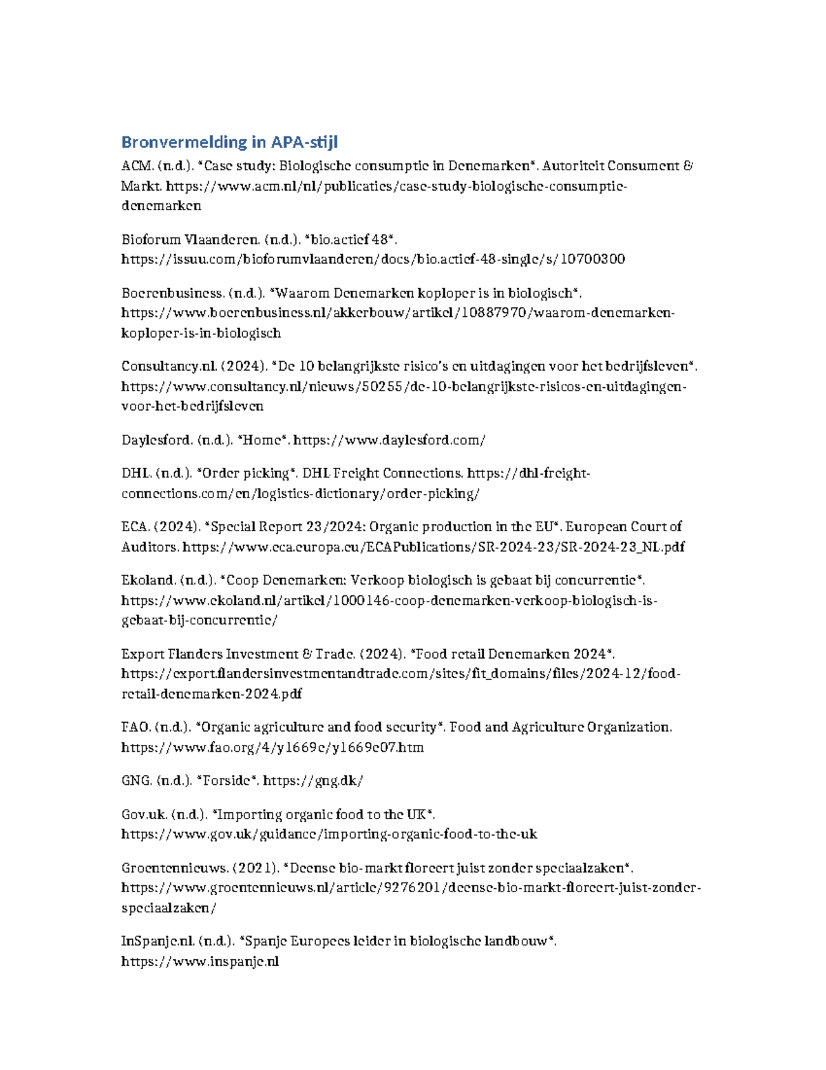 Bronvermelding APA - Biologische Consumptie in ACM (n.d.) - Studocu