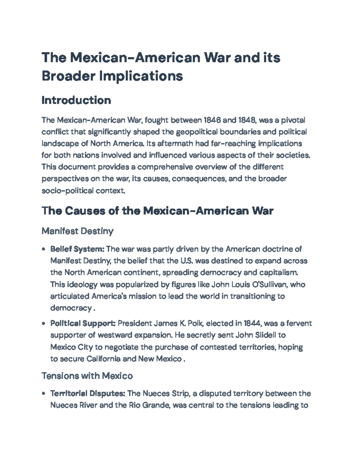 The Mexican-American War: Causes, Consequences, and Legacy Analysis ...