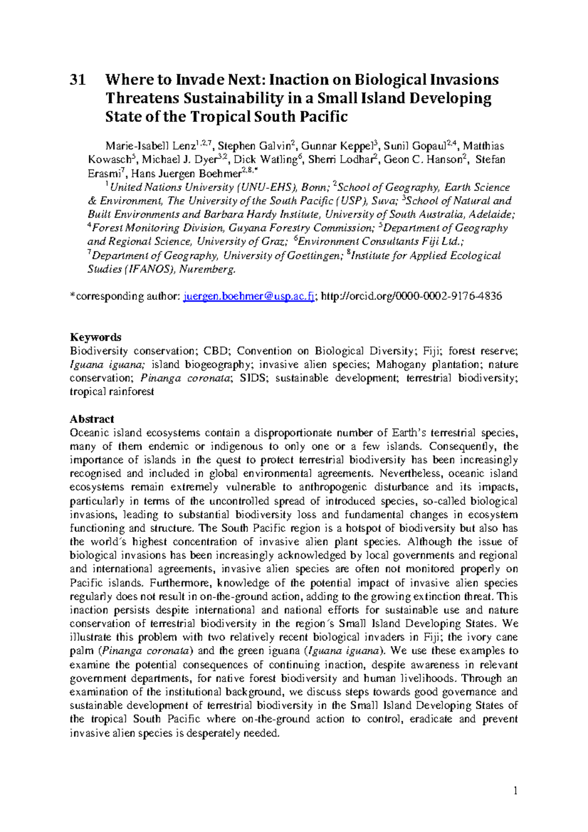 Inaction on Biological Invasions: Threats to Sustainability in SIDS ...