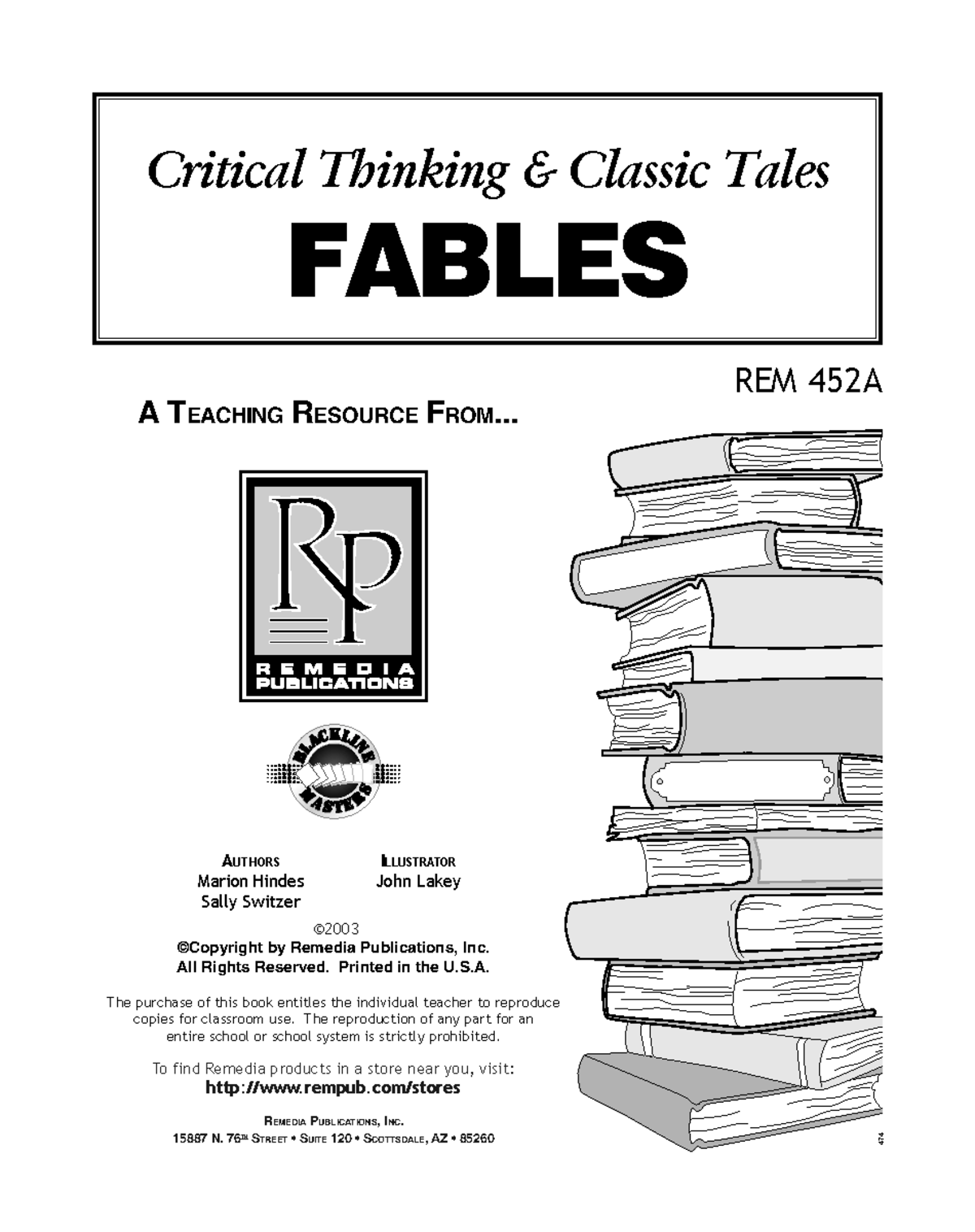 Critical Thinking Classic Tales: Fables REM 452A Teaching Resource ...
