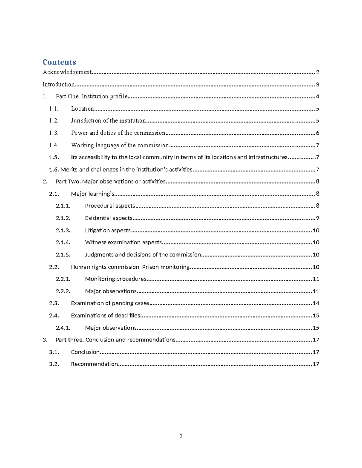 Externship Report on Ethiopian Human Rights Commission (LAW 301) - Studocu