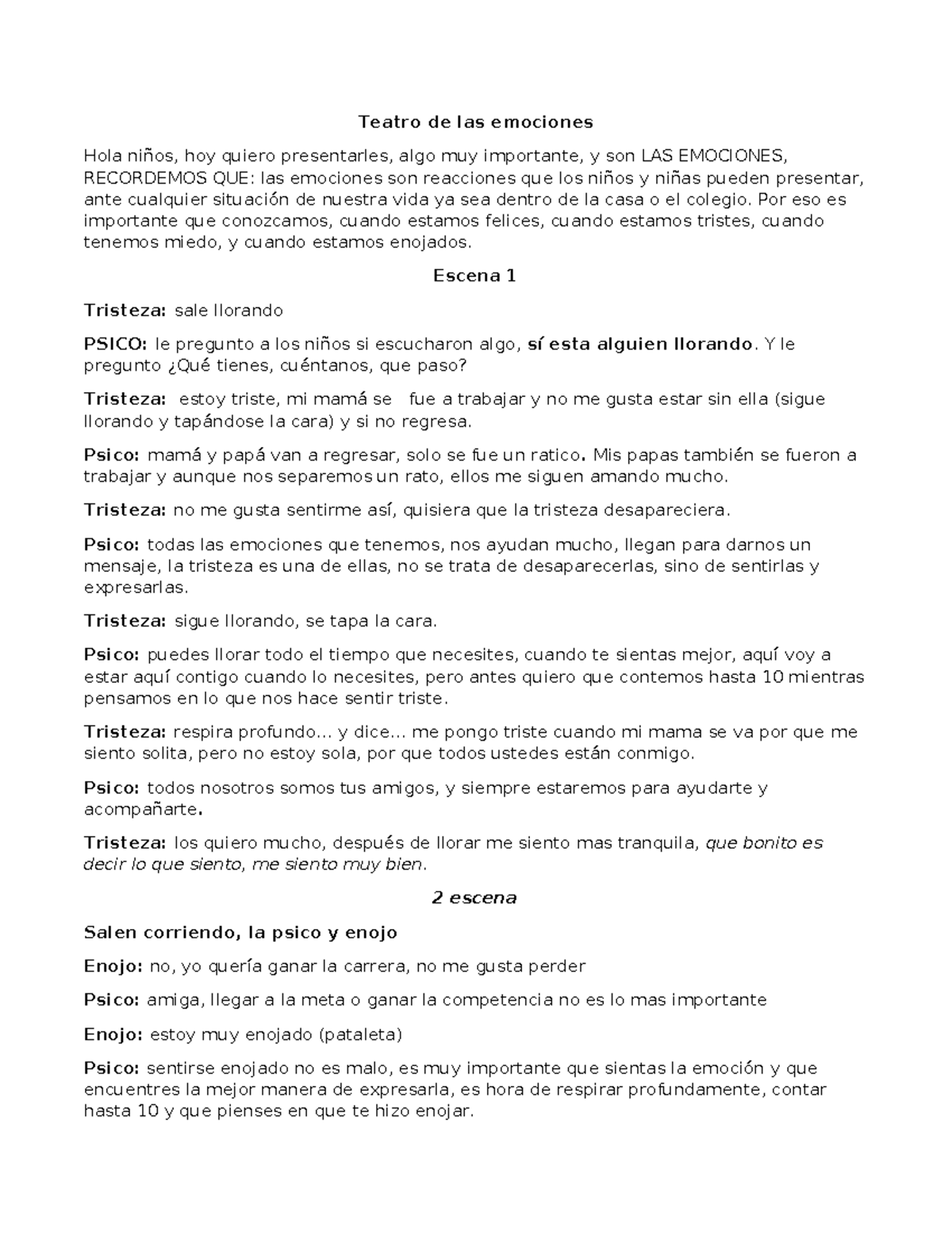 Cuento de las emociones - Teatro de las emociones Hola niños, hoy ...