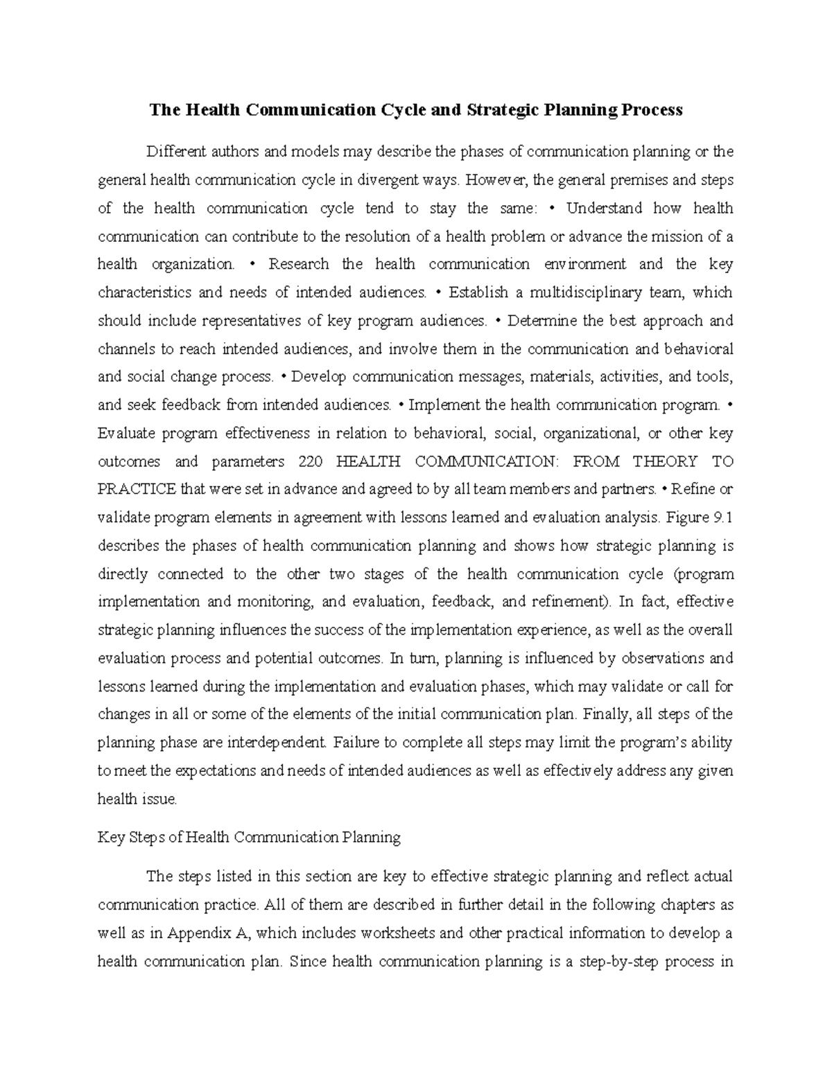 Health Comm Cycle & Strategic Planning Process Overview - Studocu