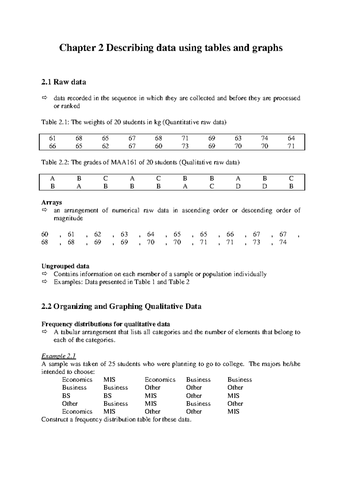 Tutorial: Statistics Lecture 2 - Describing Data with Tables & Graphs ...
