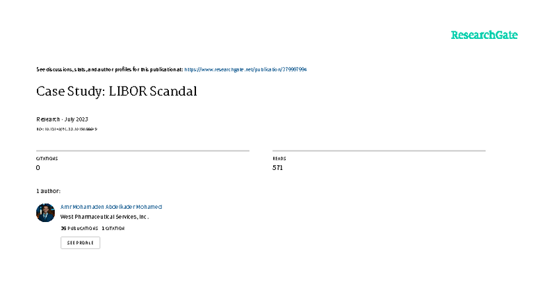 Case Study: LIBOR Scandal Analysis (ESLSCA 2023) - Studocu