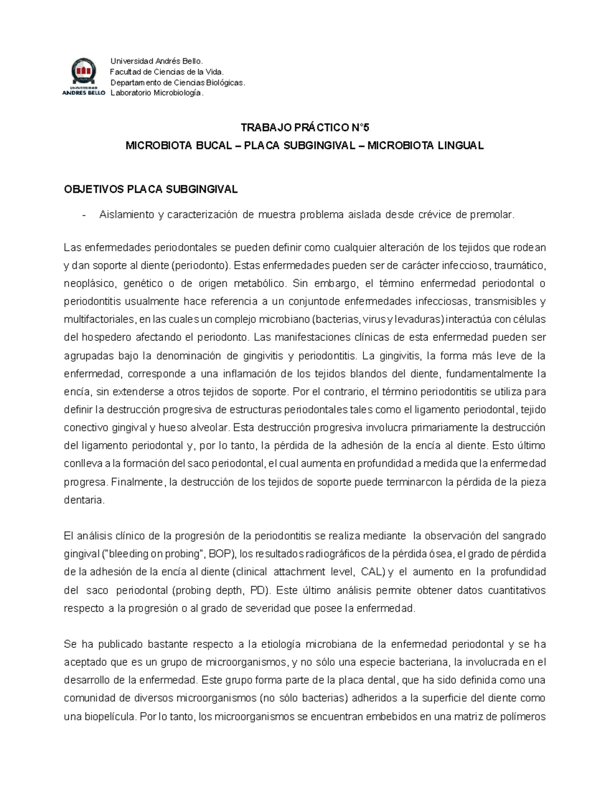 Guía N°5: Microbiota Bucal y Placa Subgingival - BIOL254 2023-02 - Studocu