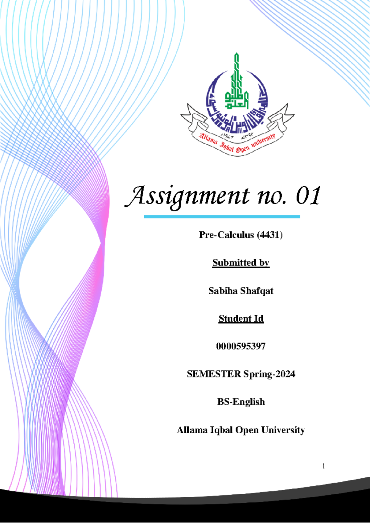 Pre-Calculus (4431) - Assignment No. 01: Proofs and Limit Evaluations - Studocu