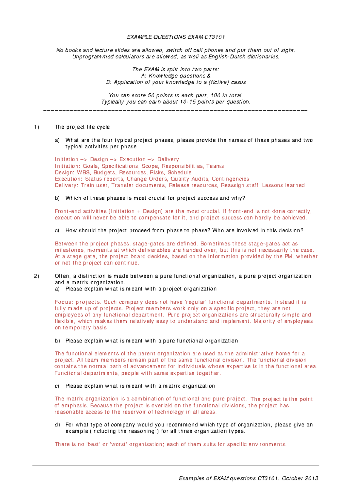 CT3 101 - Sample Practice Exam Questions for Project Management 2015 ...