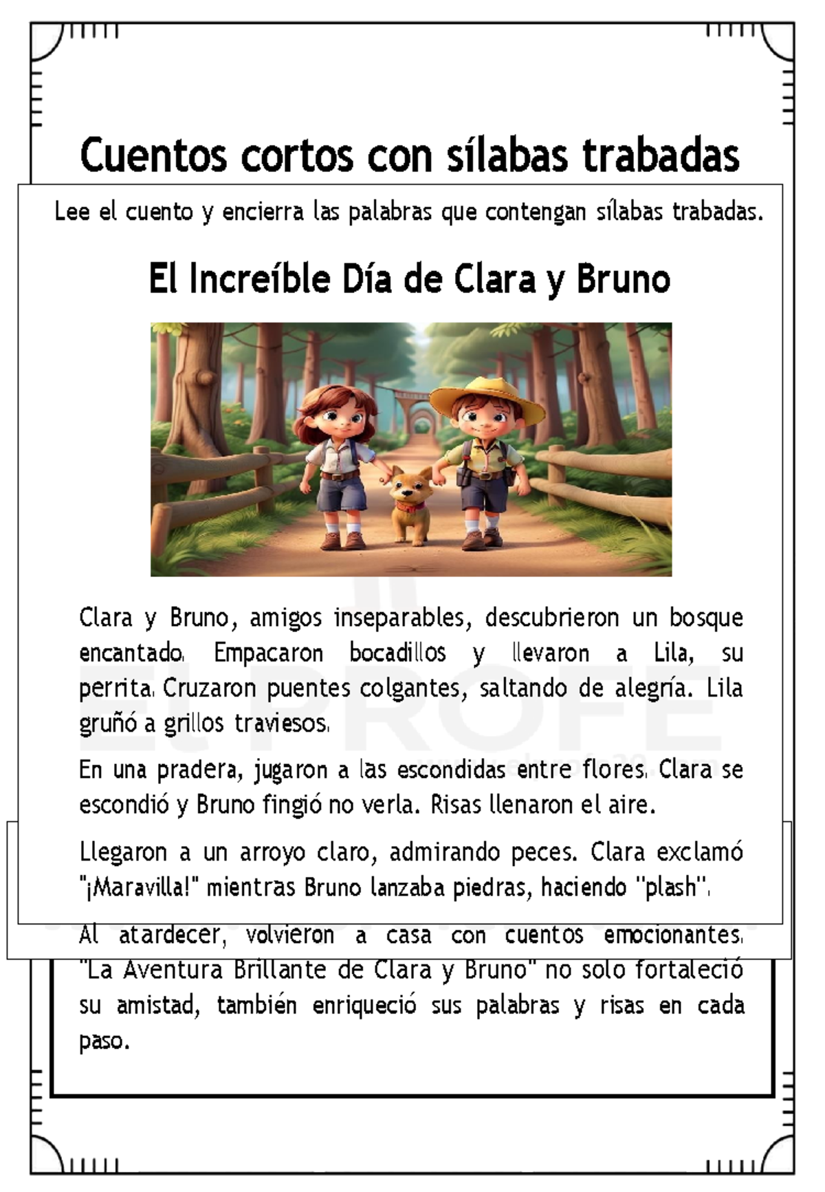 Cuadernillo de cuentos cortos con silabas trabadas elprofe 20 - Lee el ...