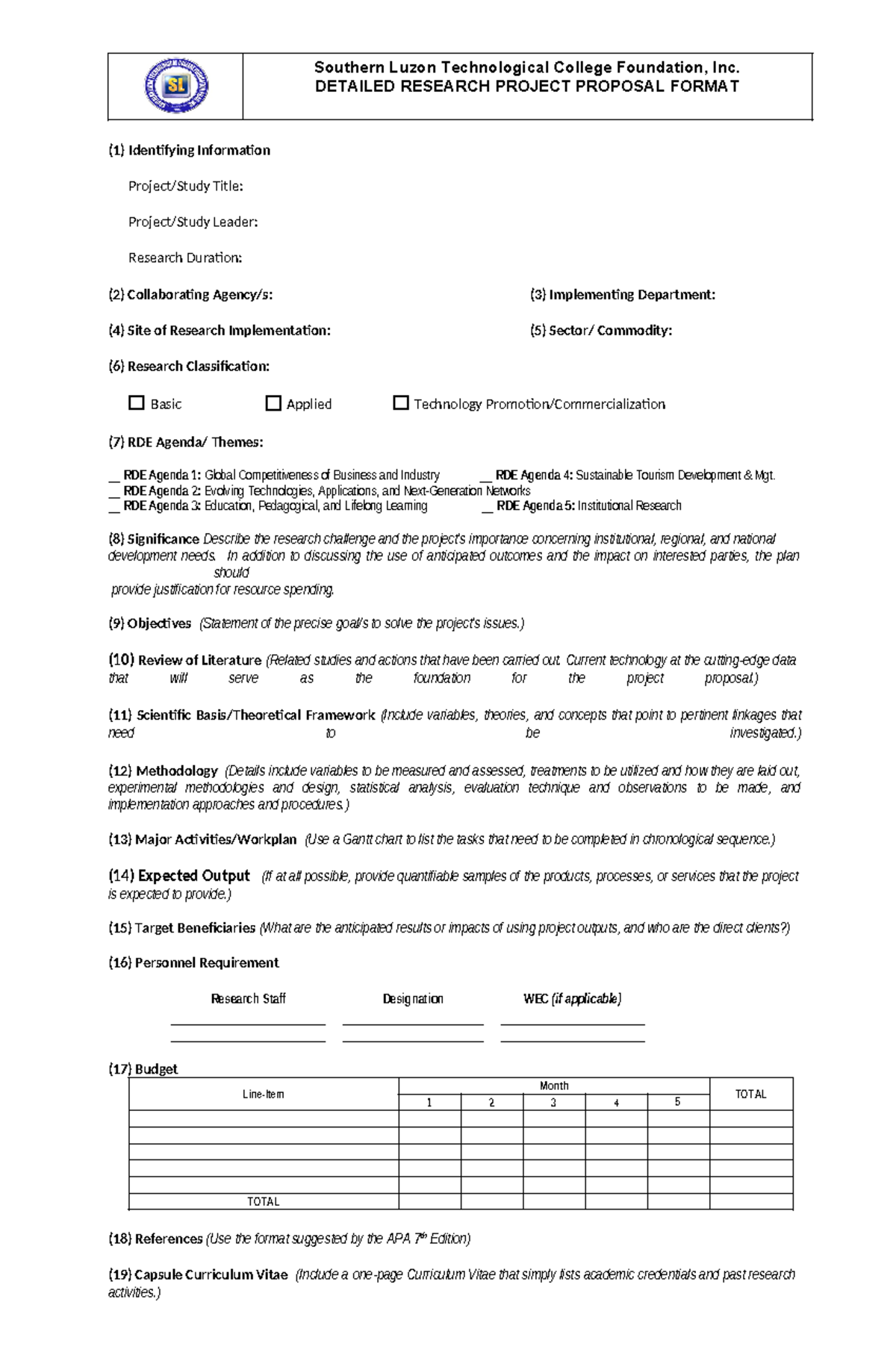 SL-Detailed-Proposal-Format 11 - Southern Luzon Technological College ...