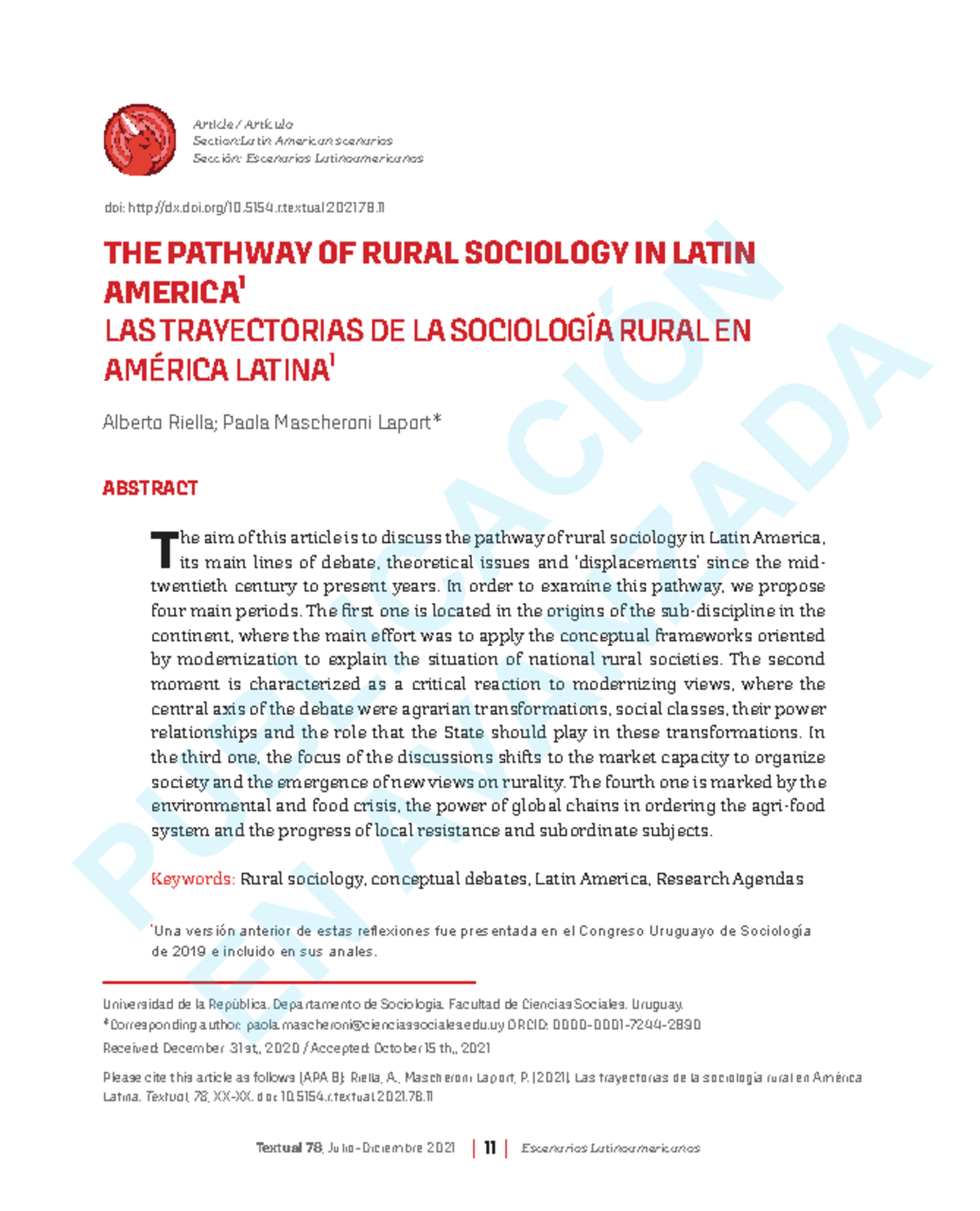Rural Sociology Pathways in Latin America: A Comprehensive Overview ...
