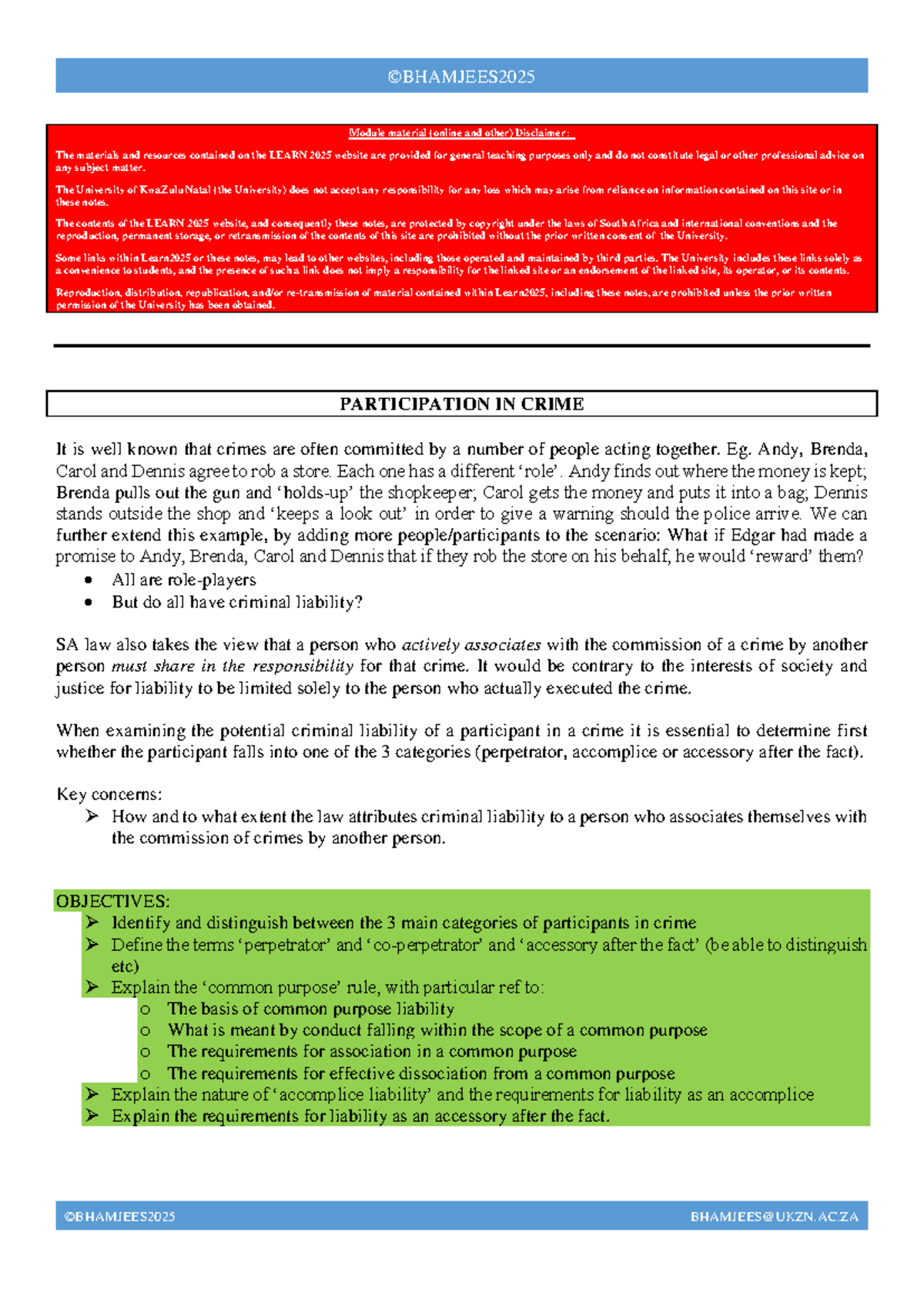 Analysis of Common Purpose Doctrine in South African Law (LAW 2025 ...