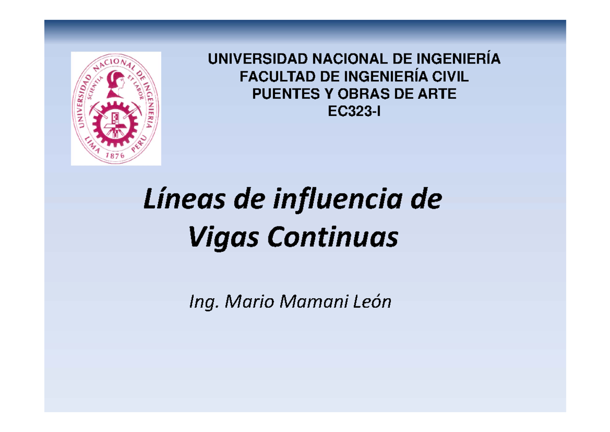Lineas de Influencia de Vigas Continuas - Líneas de influencia de Vigas ...