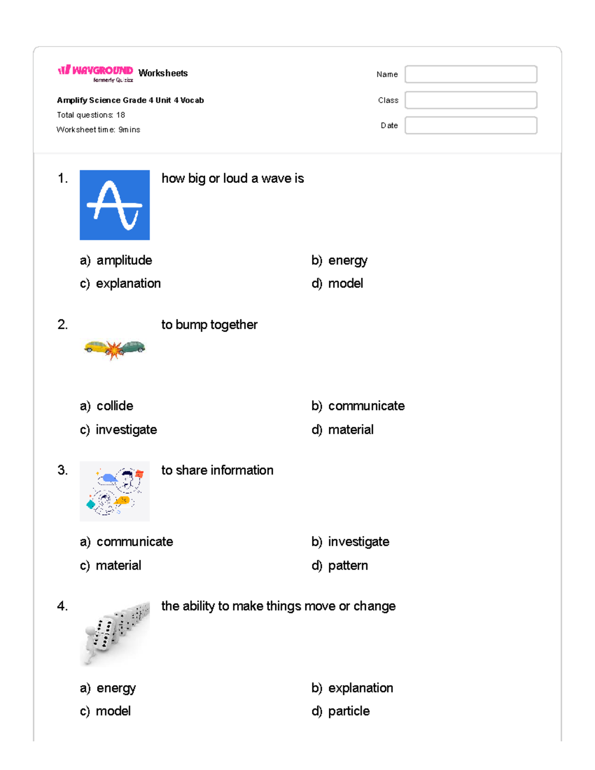 Amplify Science Grade 4 Unit 4 Vocabulary Worksheets - Studocu