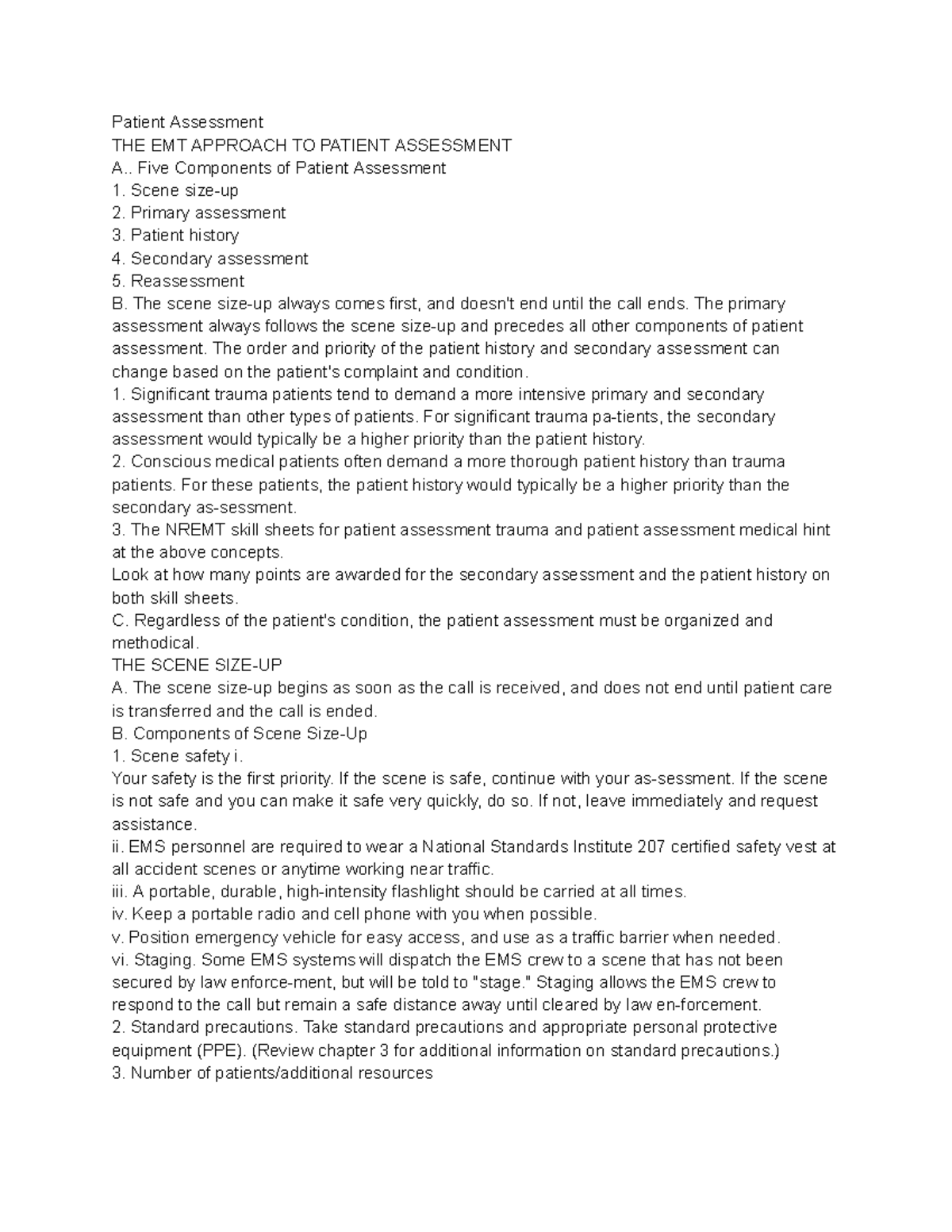 NREMT Patient Assessment Guidelines: Key Concepts & Practice Qs - Studocu