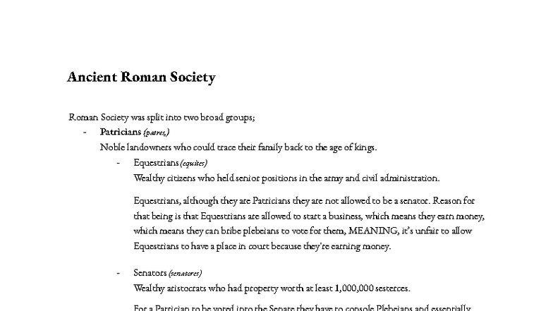Ancient Roman Society: Class Structure and Political Dynamics - Studocu