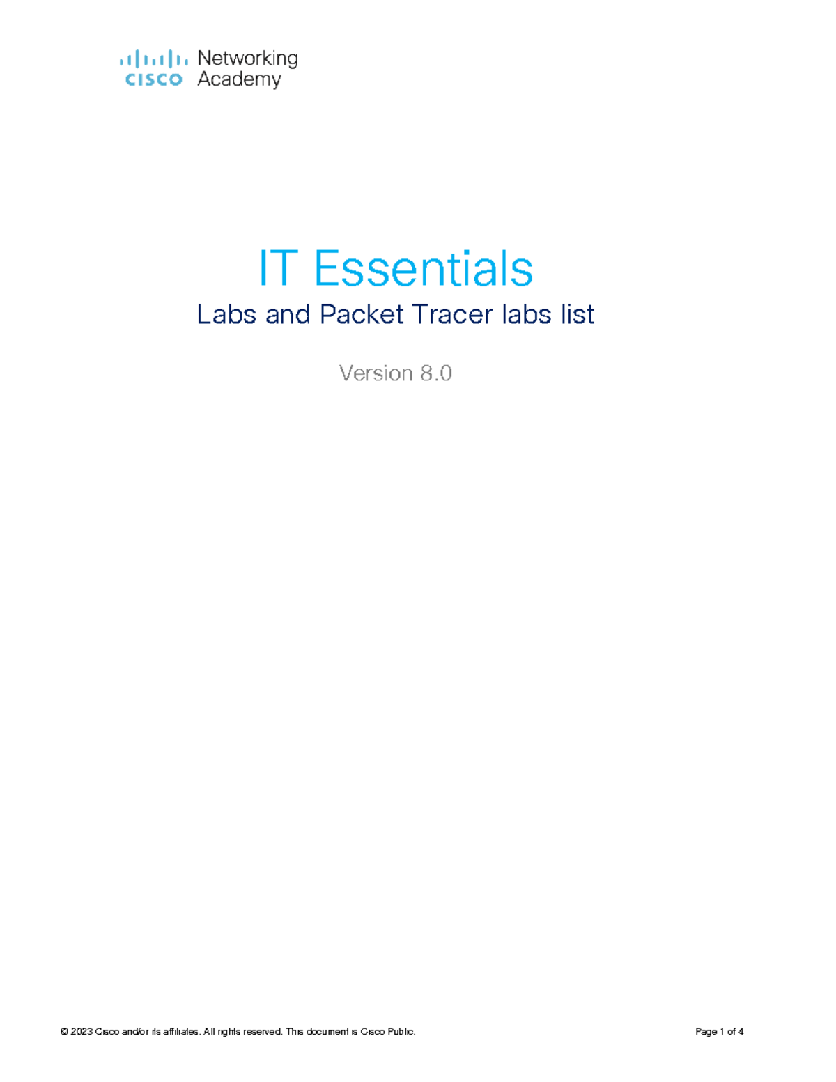 IT Essentials 8 - Comprehensive Labs & Packet Tracer Index - Studocu