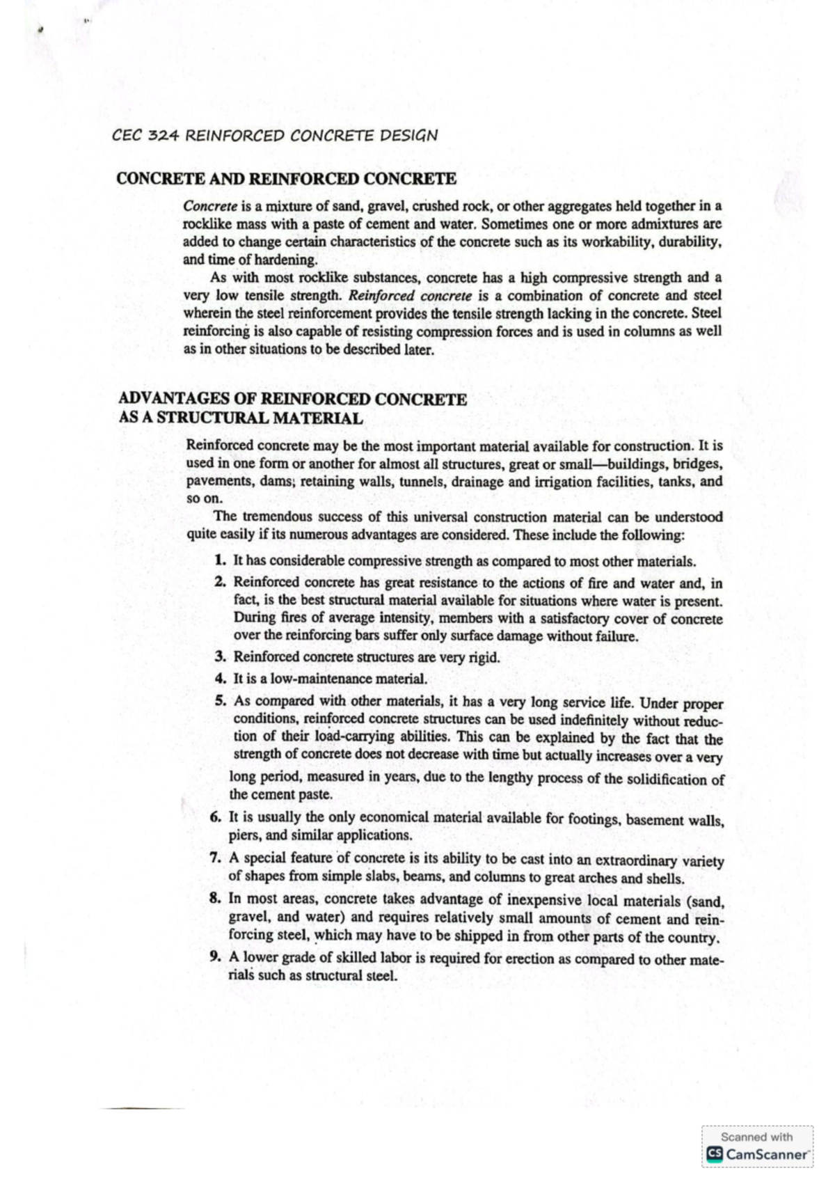 CEC 324 Reinforced Concrete Design: Key Concepts and Summary - Studocu