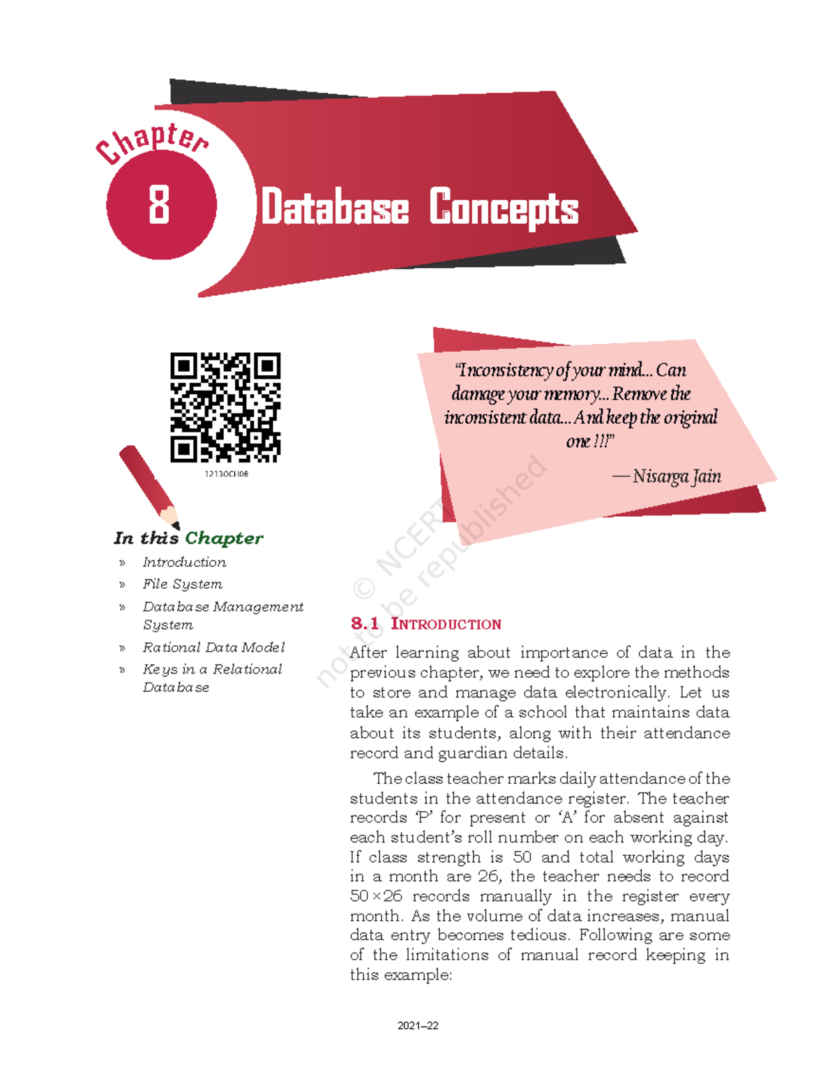 Chapter 8: Database Concepts - Computer Science Class XII - Studocu