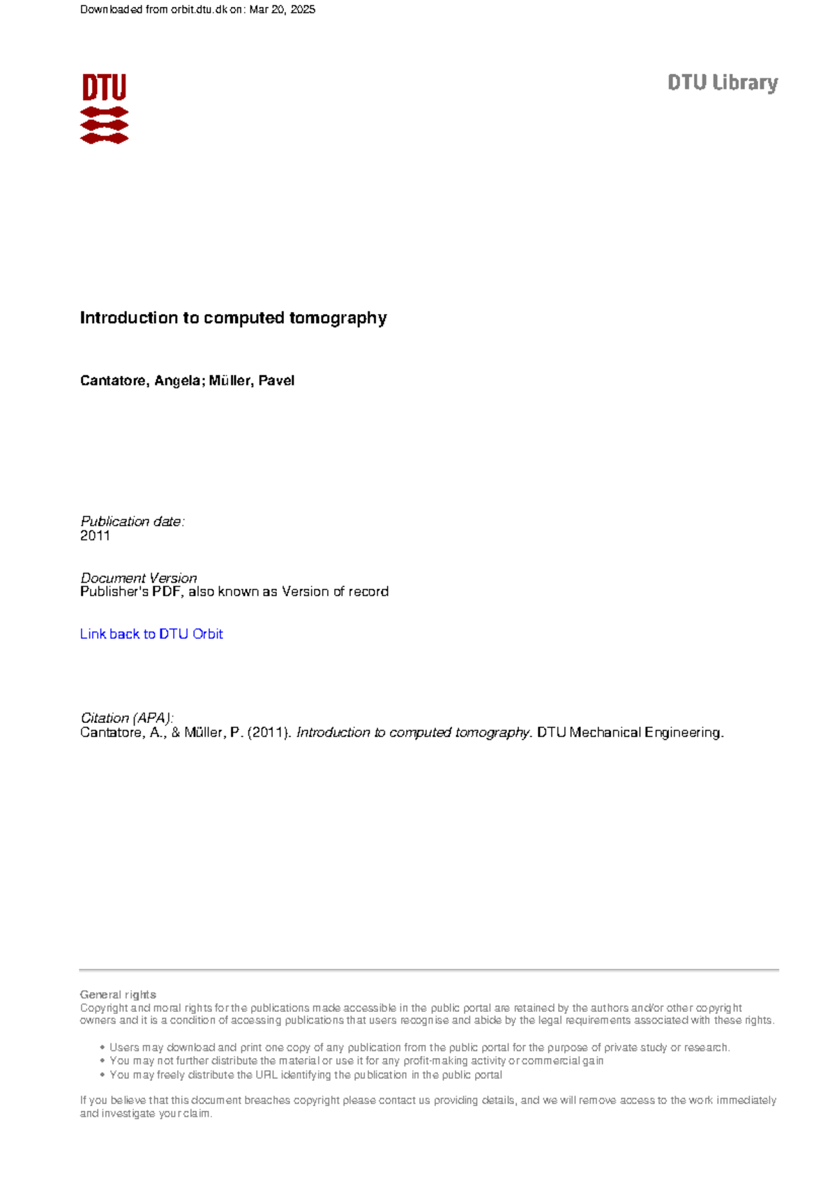 Introduction to Computed Tomography (CT) - ME 123 Lecture Notes - Studocu