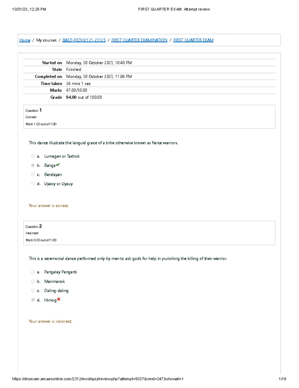 PHY-EDH-2112 LECTURE NOTES AND QUIZ 1 - Question Answer saved 1 Marked ...