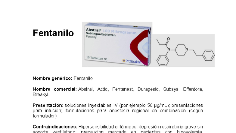 Repaso sobre Fentanilo: Uso, Efectos y Dosis - Studocu